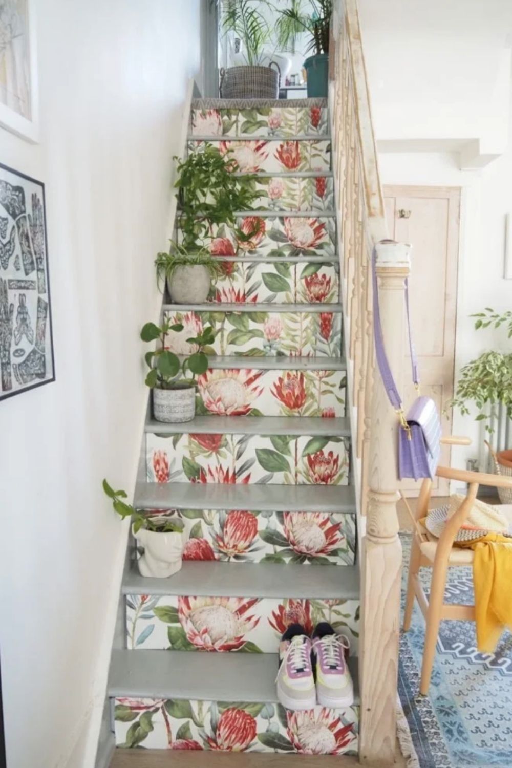 Transform Your Staircase With This Quick & Easy DIY Wallpaper Idea ...